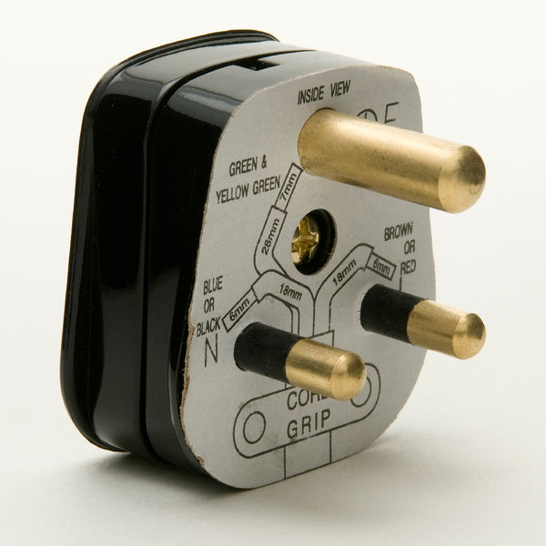 Jeani JPT5AB | Black 5A Round 3 Pin Plug Top BS 546/A – Lighting Spares