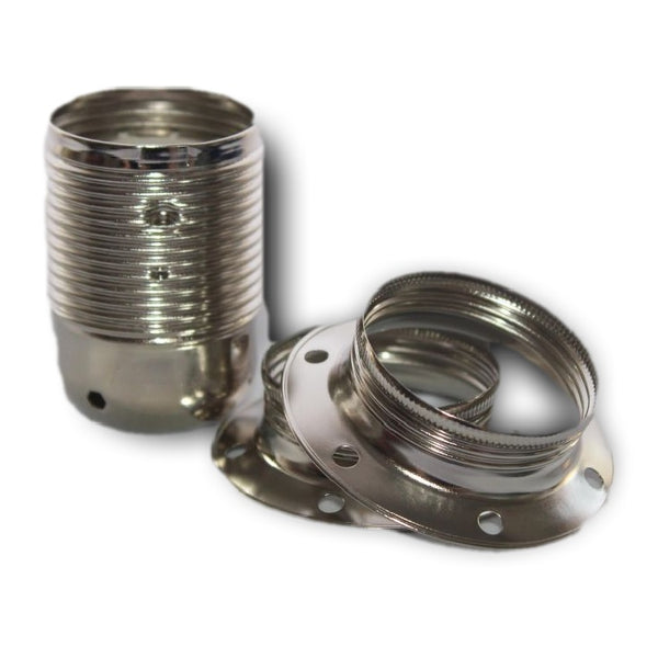 NIE27TH2S | Nickel Plated ES Threaded Collar Lampholder 2 Shade Rings ...